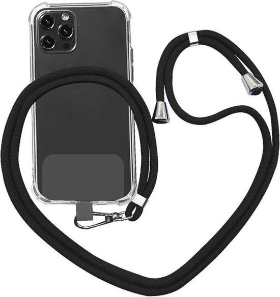 Lennexo Telefoonkoord - Verstelbaar koord - Universeel - Zwart | bol