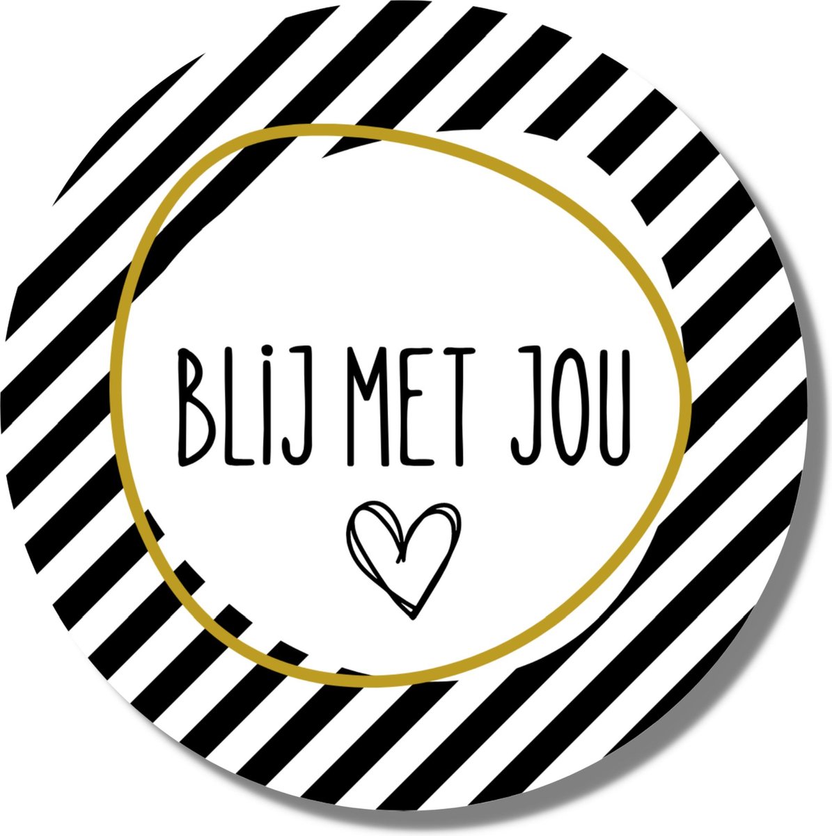 20 x Stickers Liefde Vrienden Vriendinnen - Blij Met Jou - Hartje - Zwart Wit Goud - 4 cm | bol.com