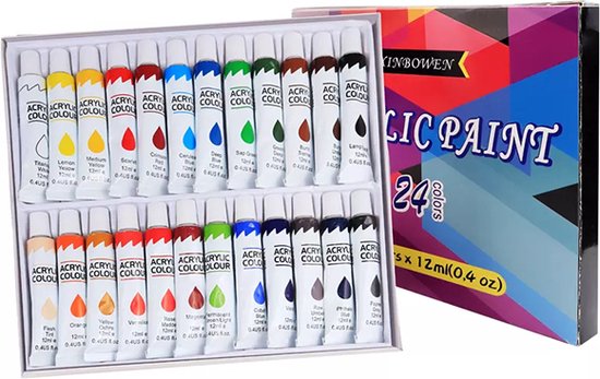 Acrylverf - Set van 24 kleuren - Acrylverfset - Verf - Verfset - Verven ...