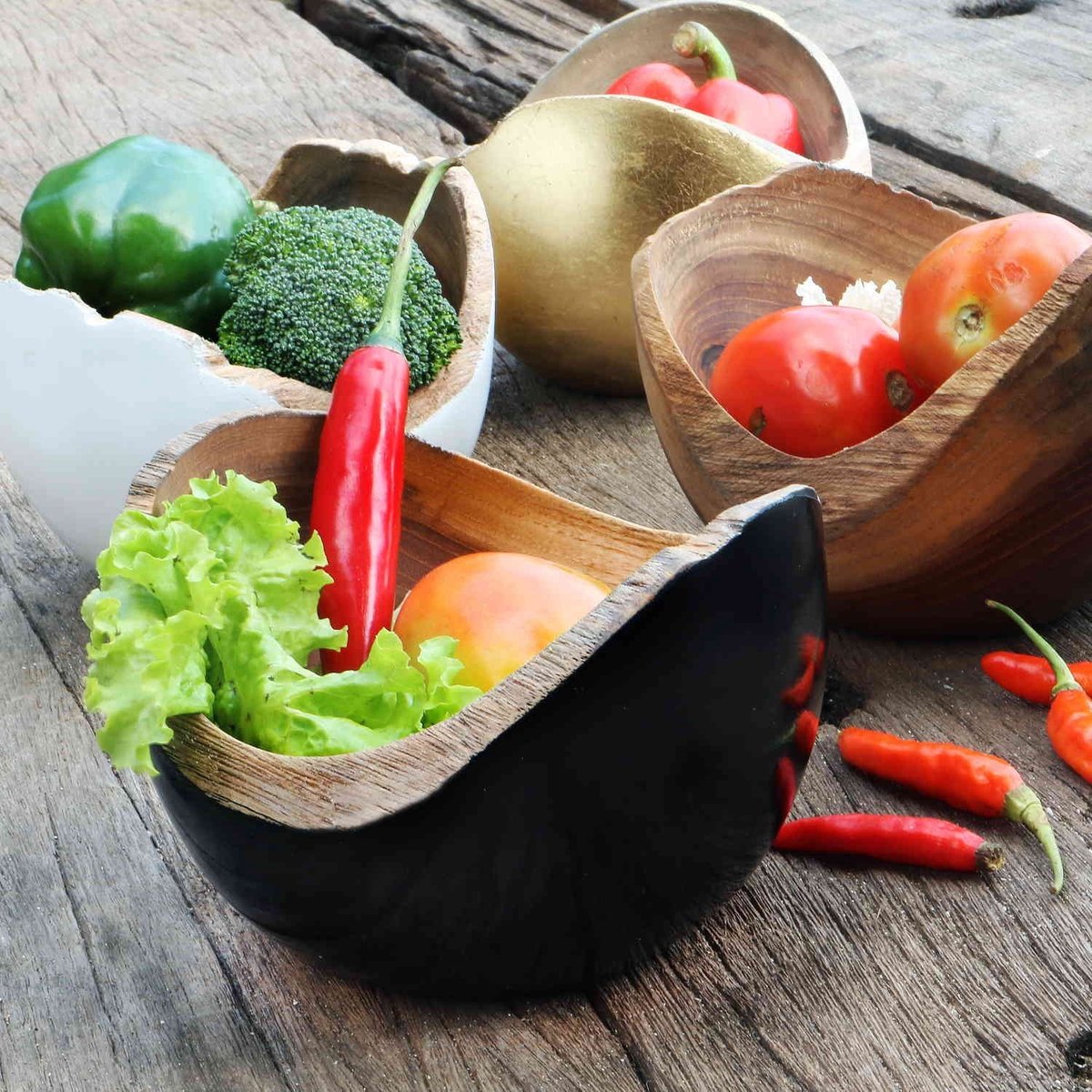 Houten schaal -ADAGIO ZWART Ø 15CM -voor sla, rijst , snacks of fruit ...