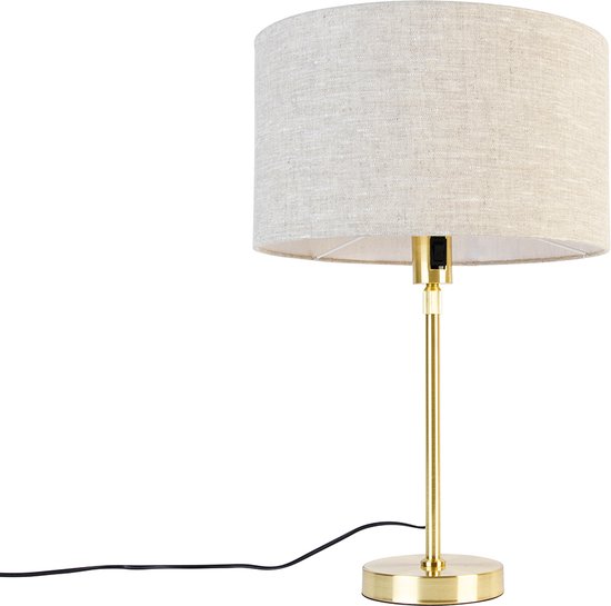 QAZQA parte stof - Design Tafellamp met kap - 1 lichts - H 68 cm - Goud ...