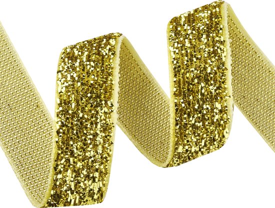 Fluweel lint 1cm - Fluweel Band - Velvet Lint - Glans Goud Glitter ...