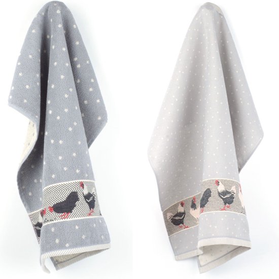 Luxe Keukendoek en Theedoek Kip Grijs - Bunzlau Castle - 100% ...