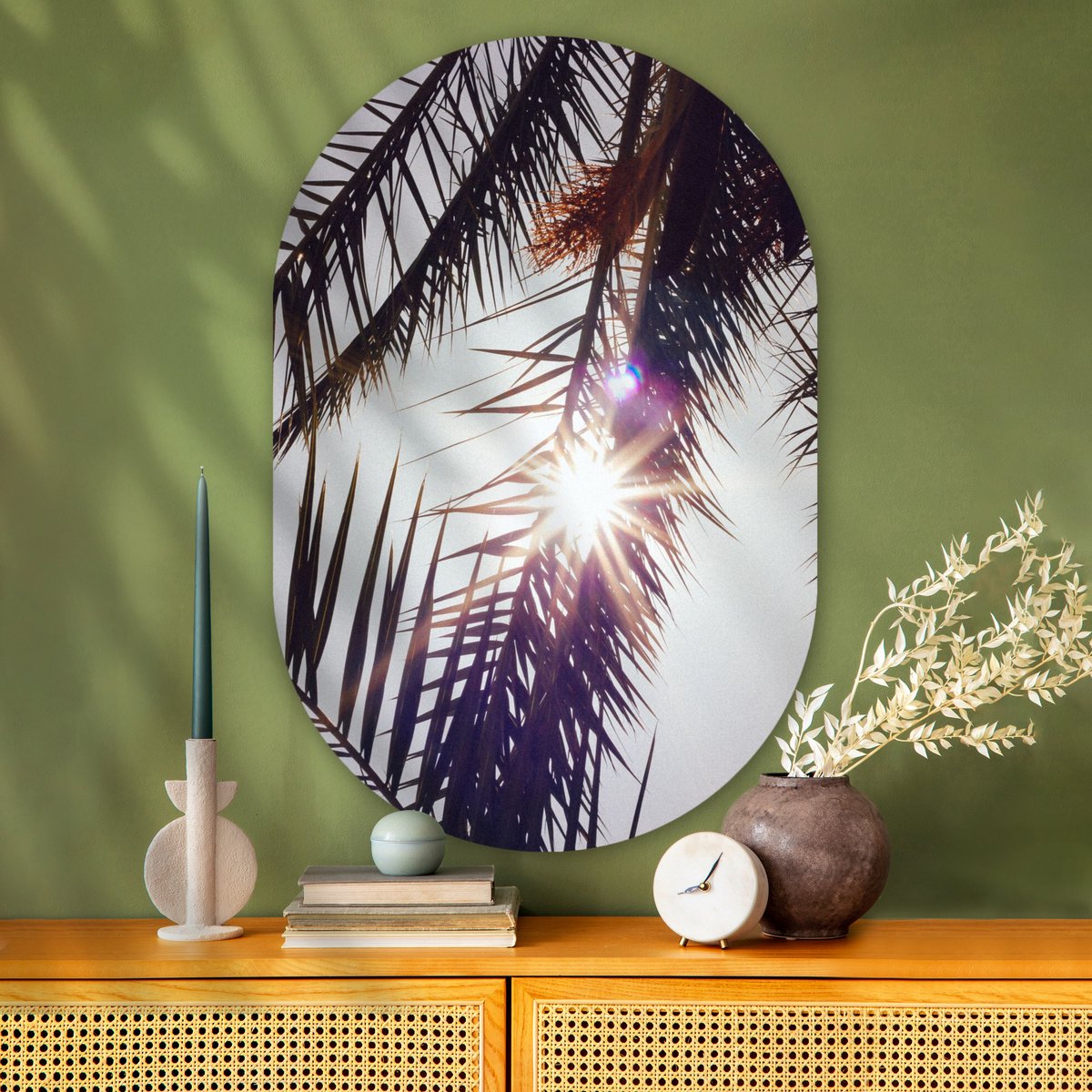 Wall Oval - Décoration murale Plastique - Tableau Ovale - Feuilles de ...