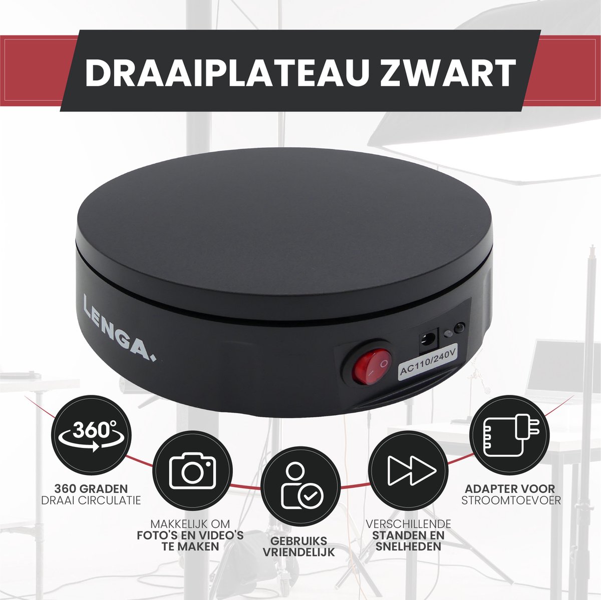 Lenga Draaiplateau zwart 22 cm - Draaischijf - Elektrisch draaiplateau - Draaiplateau... | bol