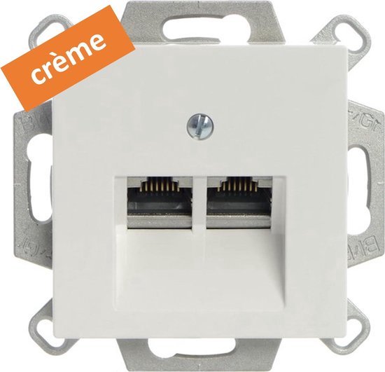 JUNG wandcontactdoos - serie AS500 - RJ-45 - dubbel - inbouw - CRÈME ...