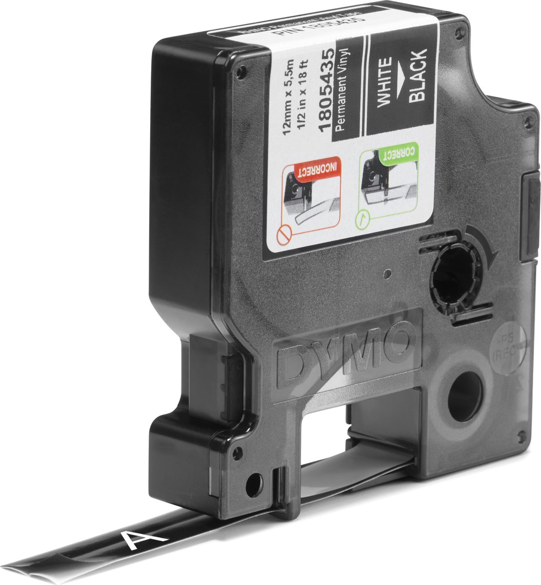 DYMO Rhino industriële Vinyl Labels | 12 mm x 5,5 m | witte afdruk op ...