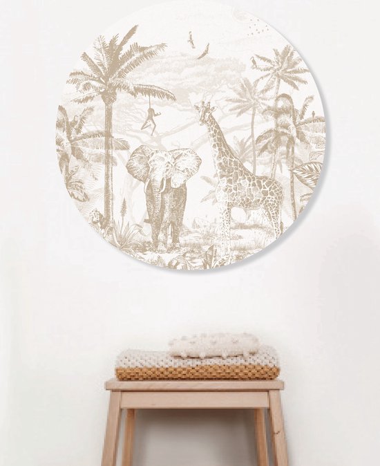 Behangcirkel Jungle - Ø 100 cm - Jungle - Safari - Behang cirkel ...
