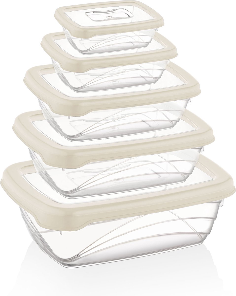 Herzberg Cooking - Plastic bakjes met deksel - 5 formaten - Wit ...