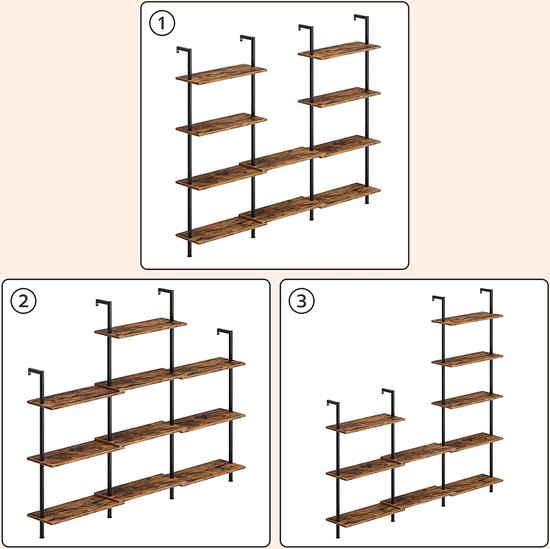 FURNIBELLA - Ladderrek met 5 verdiepingen, industriële boekenkast, doe ...