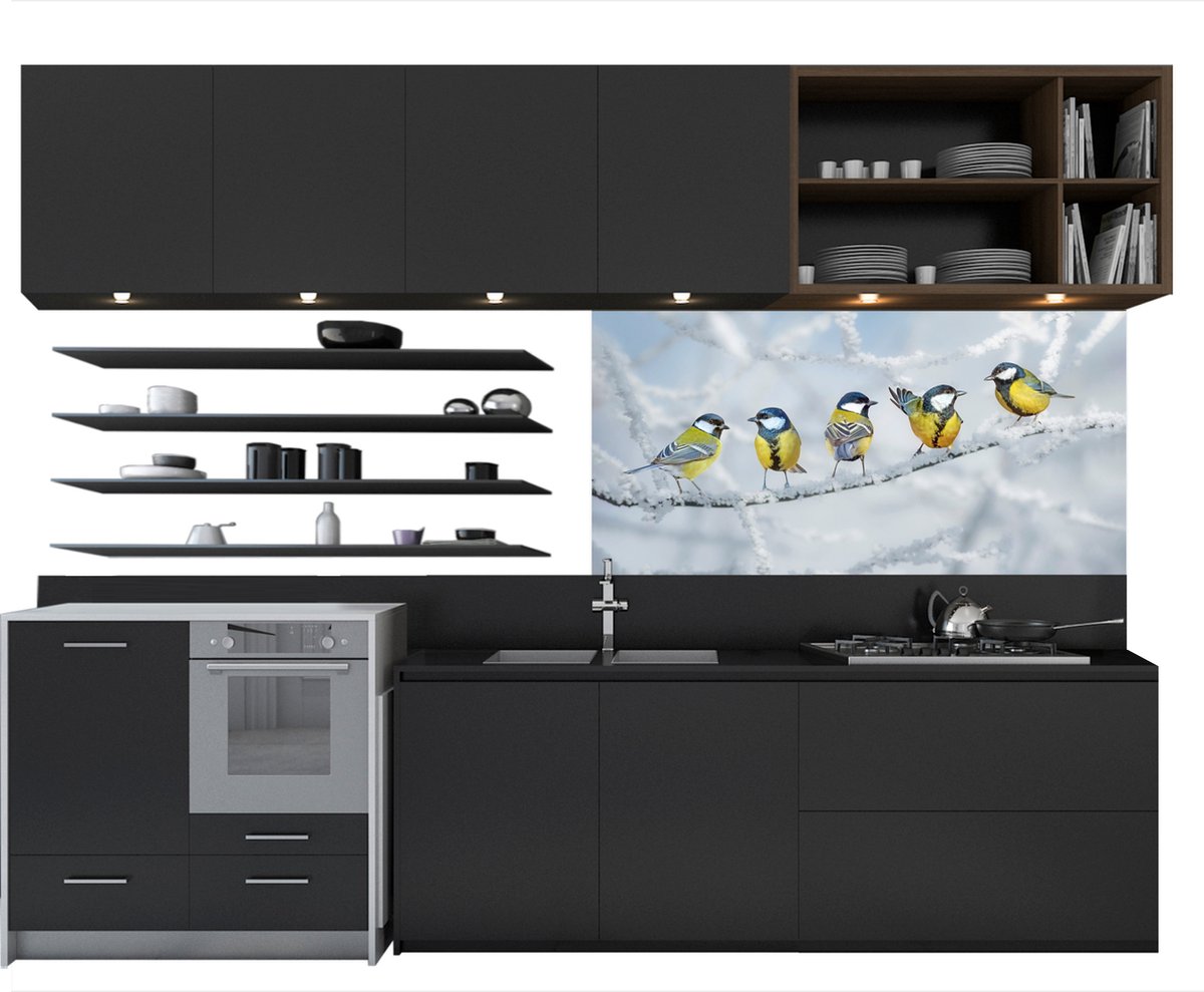 Keuken achterwand behang - Waterafstotend - Vogel - Koolmees - Winter ...