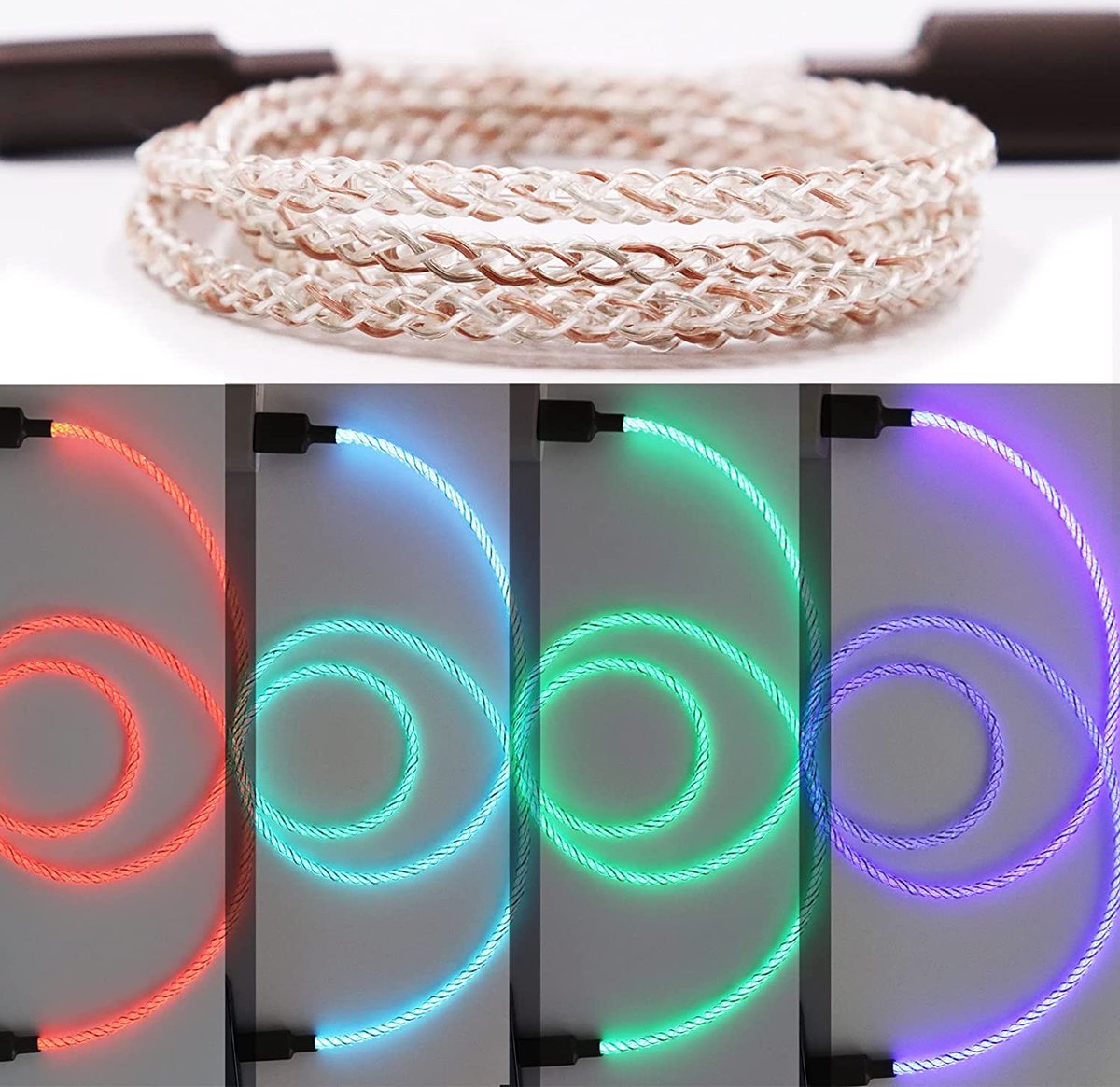 USB-C naar USB-A kabel met RGB verlichting / Fast charging / 1 Meter ...