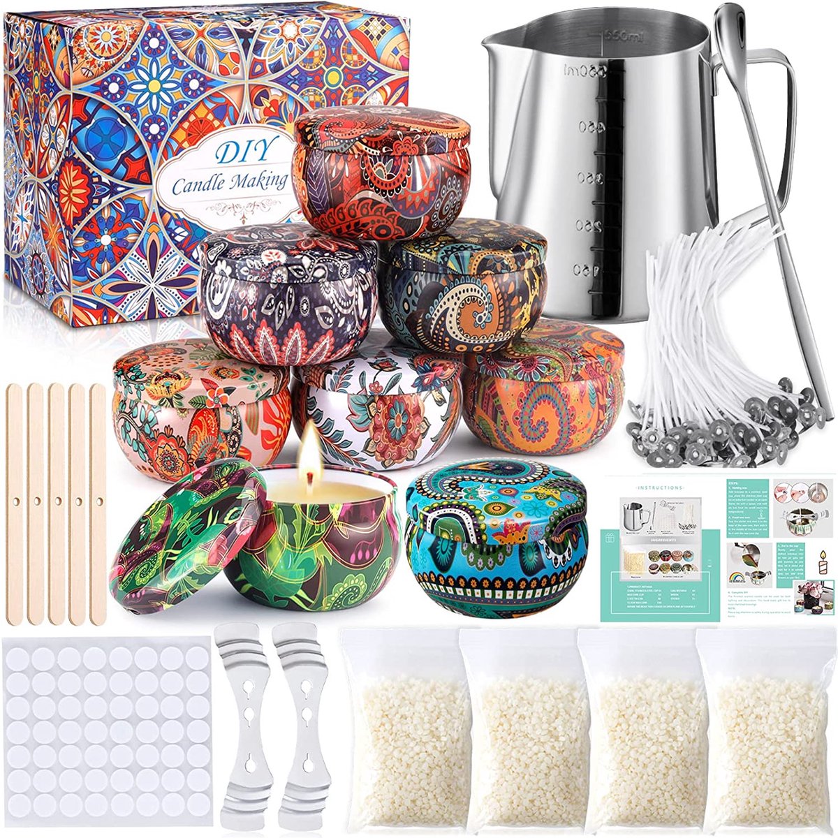 Louvre® - DIY - Kaarsen Maken Set - Kaarsenhouder - Geurkaars - Kaars ...