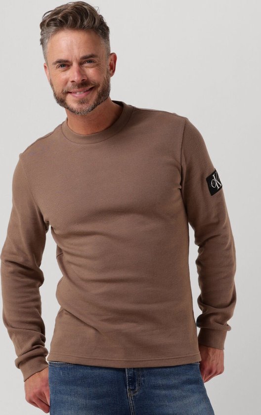 Calvin Klein Monologo Badge Waffle Ls Tee Truien & Vesten Heren - Sweater - Hoodie -... | bol.com