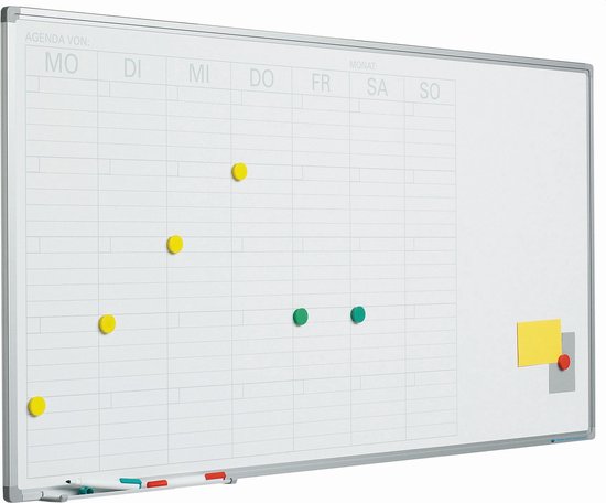 Whiteboard Deluxe - Geëmailleerd staal - Weekplanner - Maandplanner ...
