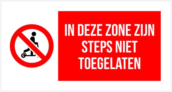 Pictogram/ bord | "In deze zone zijn steps niet toegelaten" | 30 x 15 ...