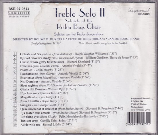 Treble Solo II - Roden Boys Choir o.l.v. B.R. Dijkstra vanuit de Bovenkerk te Kampen,... | bol