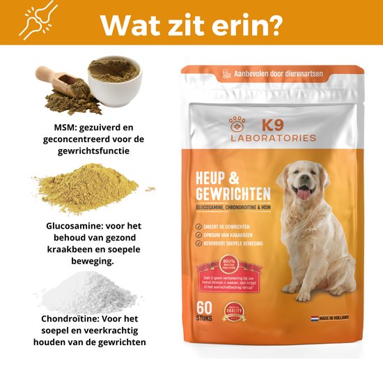 K9 Laboratories - Heup & Gewricht - voor Honden - Hond Supplement ...