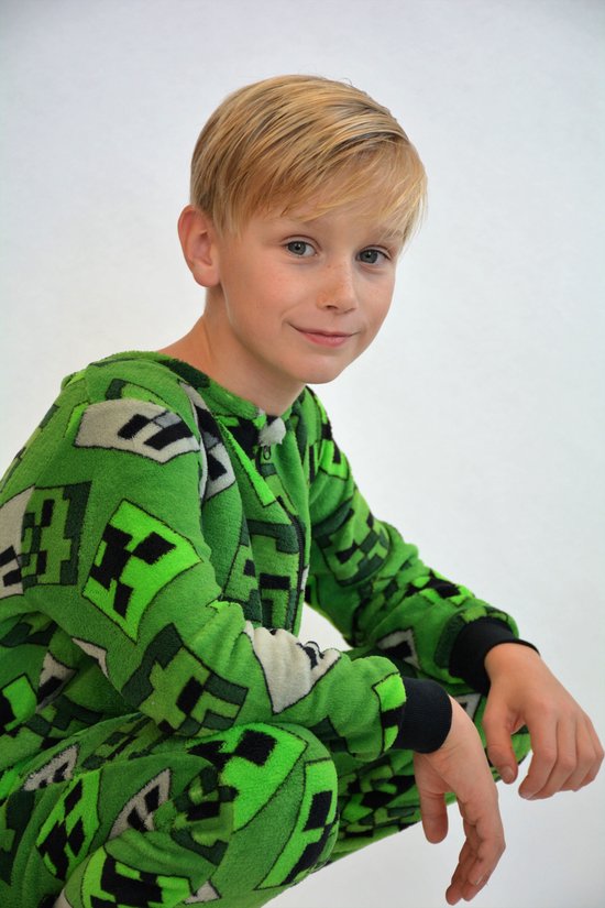Minecraft Onesie - Jumpsuit Pyjama - Groen / Zwart - Maat 98/104 - 3-4 ...