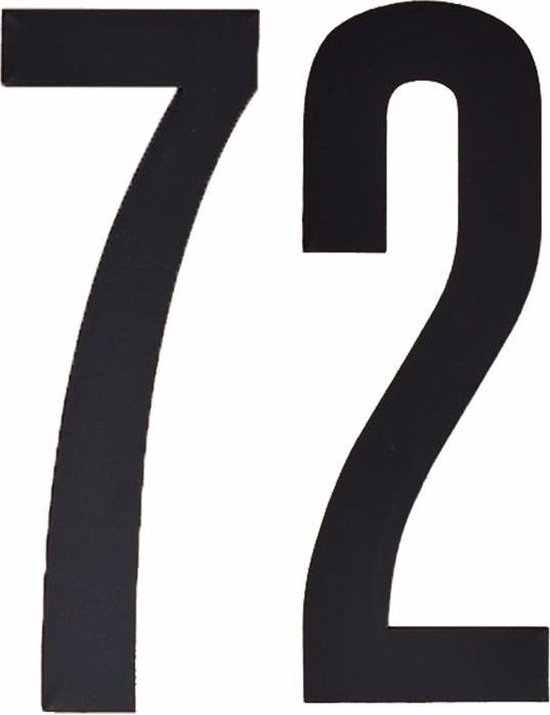 Cijfer sticker 72 zwart 10 cm | bol