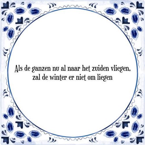 Tegeltje met Spreuk (Tegeltjeswijsheid): Als de ganzen nu al naar het ...