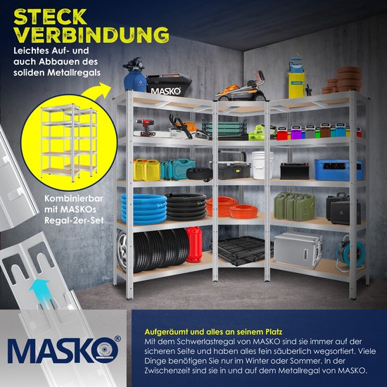 MASKO® Hoeklegbord Opbergrek Zwaar belastbaar legbord, kelderlegbord ...