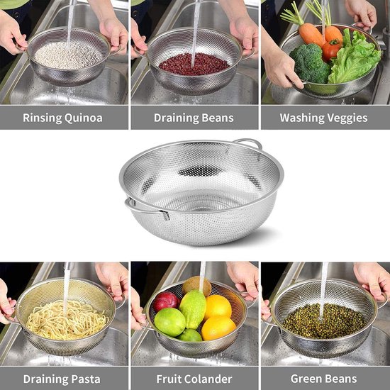 Keukenvergiet zeefset, 3-pack micro-geperforeerde zeef, gaaszeef met ...