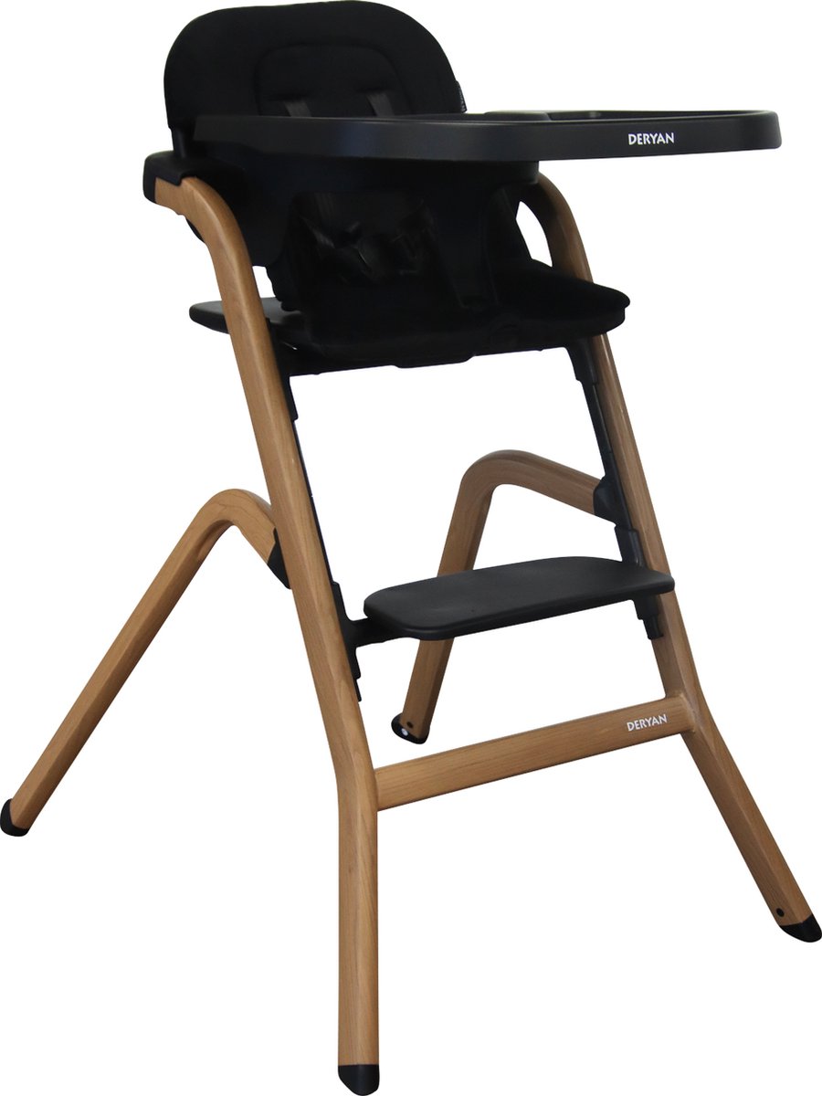 Deryan Curve Luxe Kinderstoel – Meegroeistoel – Zwart / Hout | bol.com