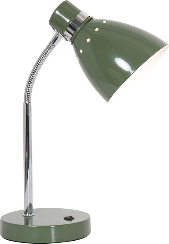 Retro bureaulamp Spring | 1 lichts | groen | metaal | 33 cm hoog | Ø 13 ...