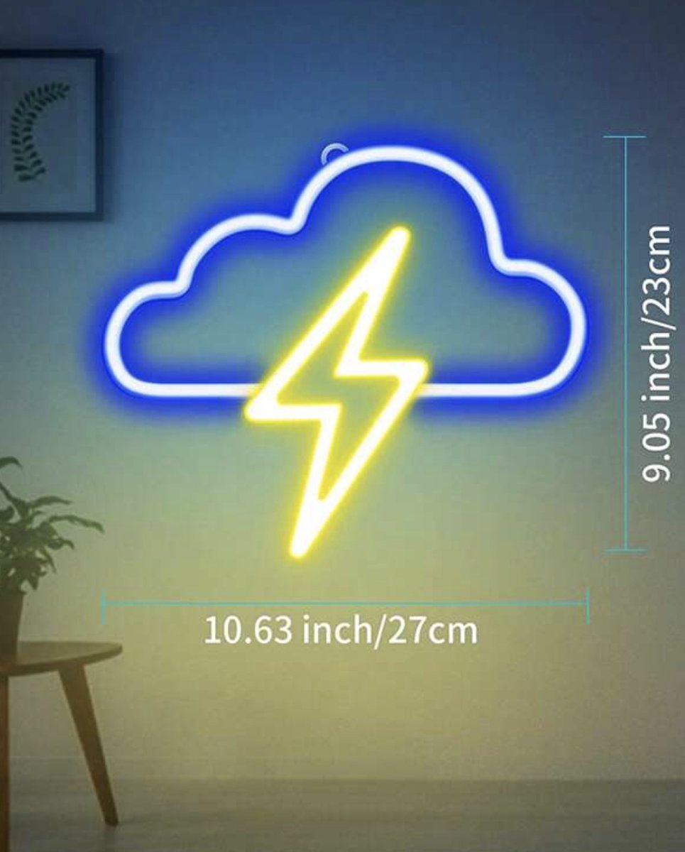 Neon verlichting wolk met bliksem - Wolk - Bliksem - Neon wandlamp ...