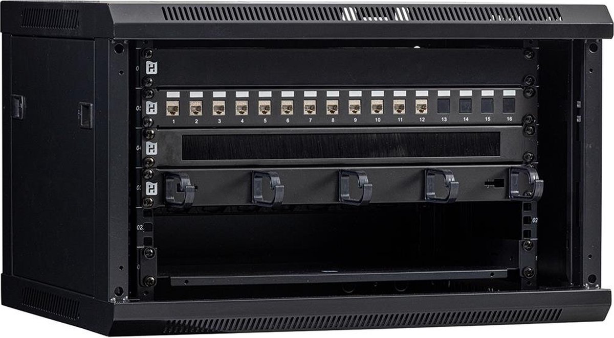 Hirschmann Multimedia 19 Inch 6U patchkast met glazen deur 600x450x370 ...