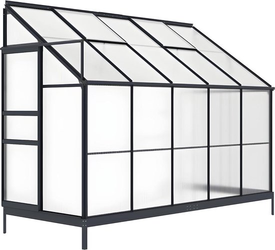 EXPERTLAND Tuinserre CALICE II - 3.7 m² - polycarbonaat - Antraciet L 121 cm x H 220... | bol