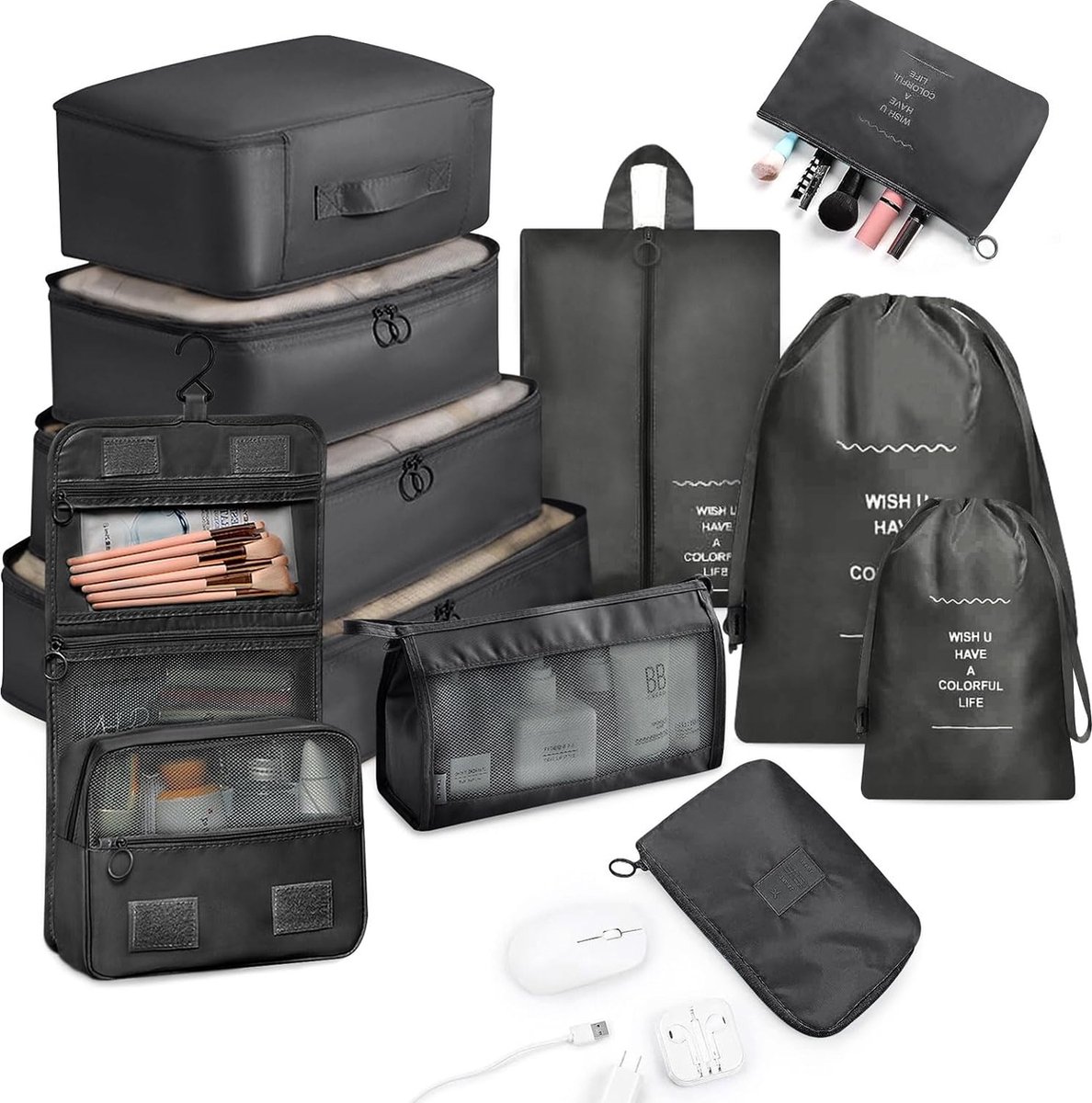 Kofferorganizer, 11 stuks, Packing Cubes, Lichtgewicht reisbagage ...