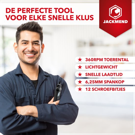 JACKMEND Accu Schroefmachine Inclusief 13-Delige Bit Set en 3.6V ...