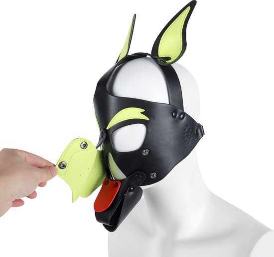 Banoch | Masker Doggy pointy | geel imitatie leer | Bondage | Puppy ...