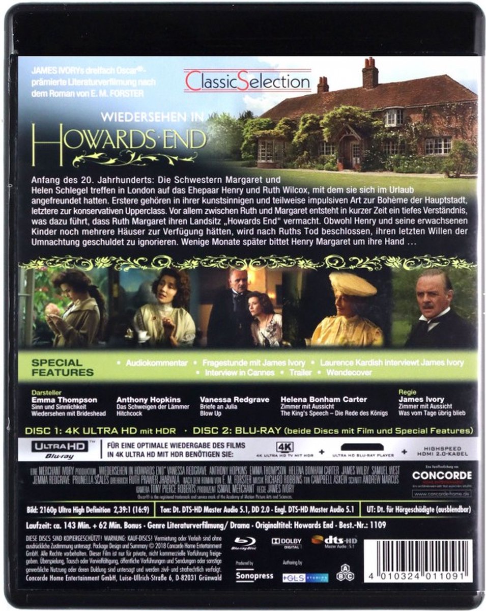 Howards End [Blu-Ray 4K]+[Blu-Ray], Vanessa Redgrave | Dvd's | bol
