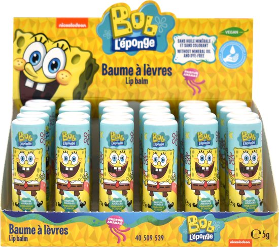 SpongeBob Lippenbalsem - Set van 3 - Lip Balm Kinderen 5 gr - Vegan ...