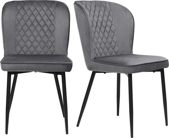 Merax Eetkamerstoel Set van 2 - Luxe Stoelen - Gestoffeerde Eetkamerstoelen - Grijs | bol