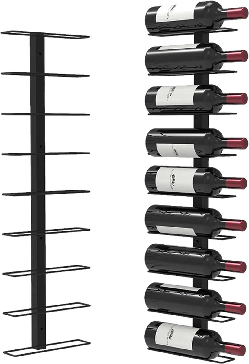 Wijnrek - Wijnrek voor aan de muur - Hangend wijnrek - Metaal - Wijnrek ...