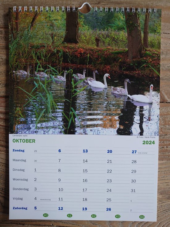 Maandkalender / natuur kalender "Landelijke idylle" 2024 met unieke ...