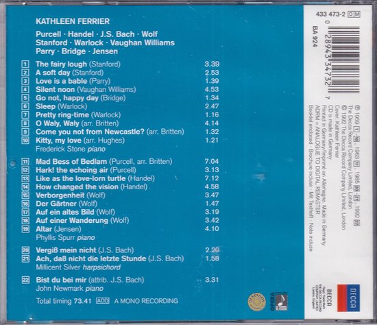 Ovation 6 - Purcell, Handel, Bach, Wolf, Folk songs and recitals ...