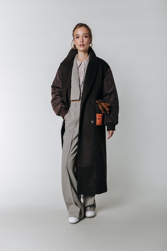 Colourful Rebel Ada Contrast Wool Long Coat - S | bol.com