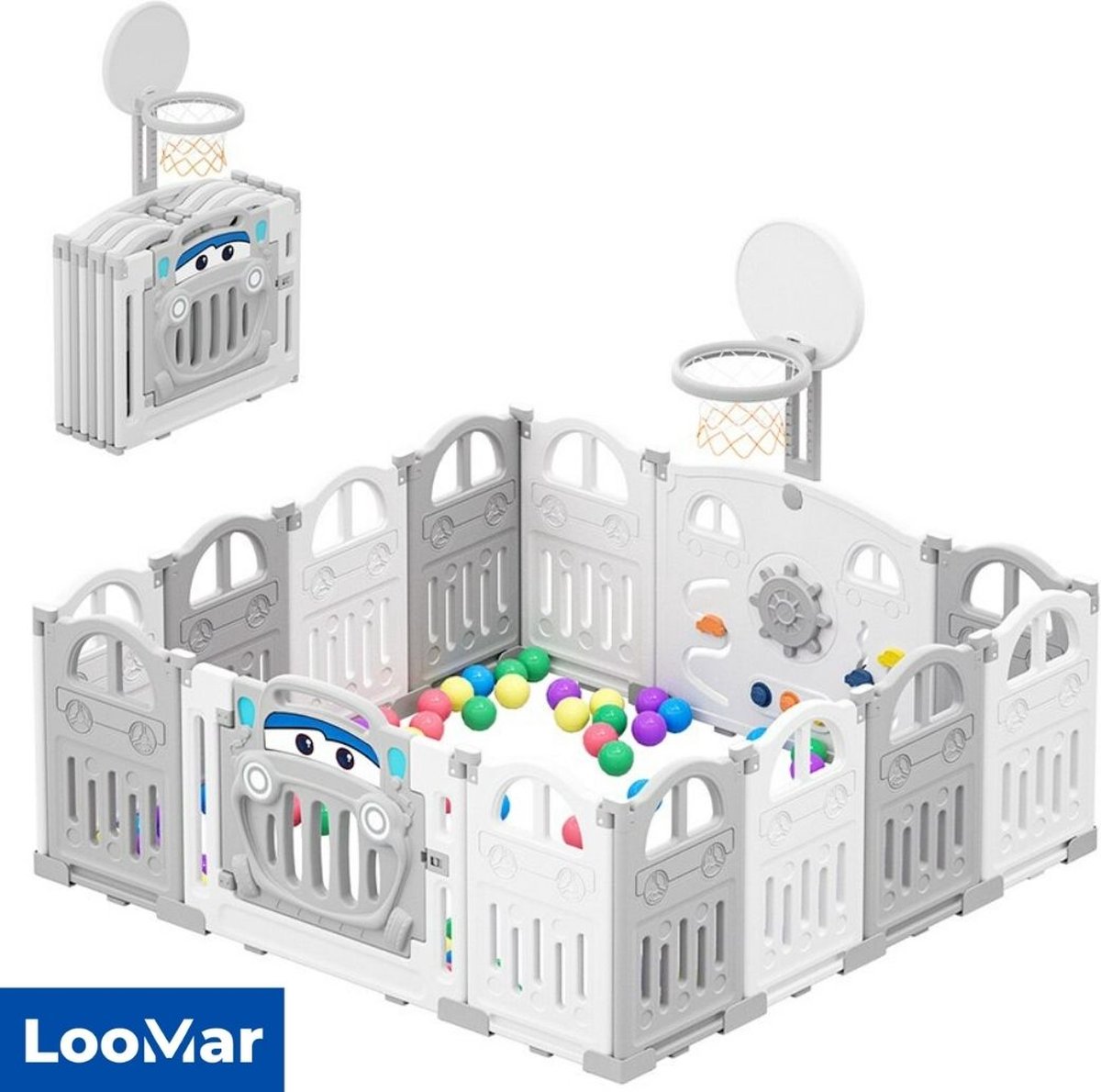 LooMar Grondbox Baby - Babybox - Grondbox - kinderbox - Playpen - Grijs ...