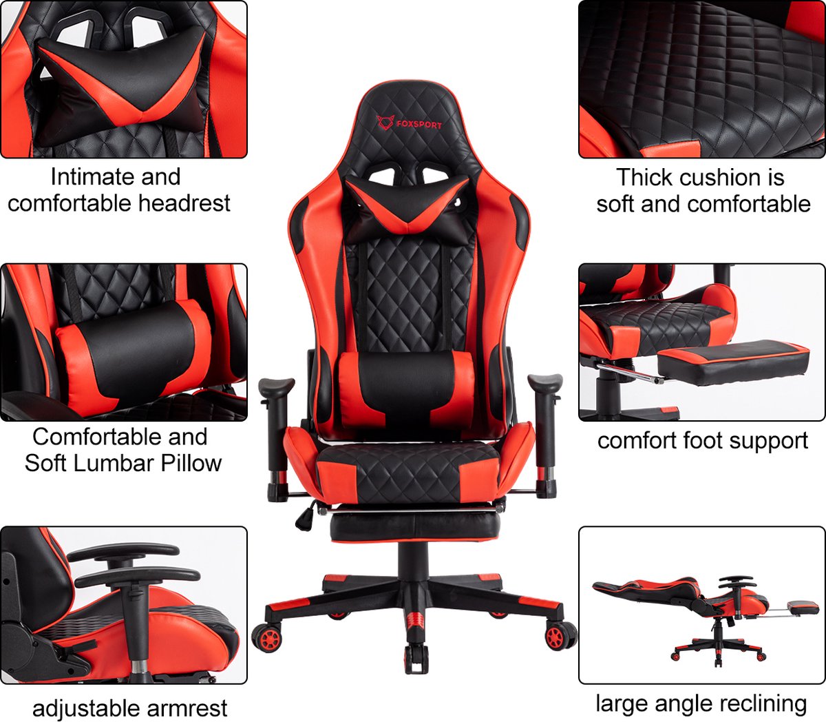 FOXSPORT Game Stoel - Gaming Stoel - Gaming Chair - Bureaustoelen ...