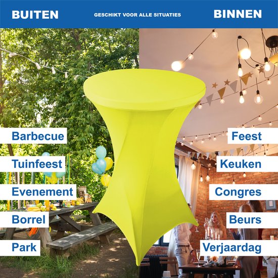 Statafel x 8 + Statafelrok Geel x 8 - ∅ 80-85 x 110 cm – Statafels ...