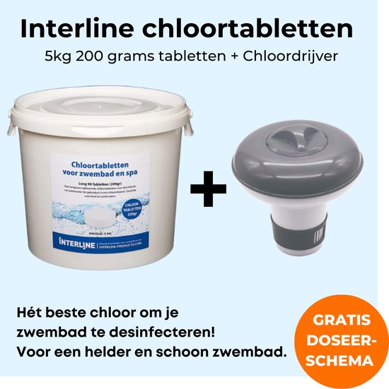 Interline Chloortabletten 200 gram 5 kg - Inclusief grote chloordrijver ...