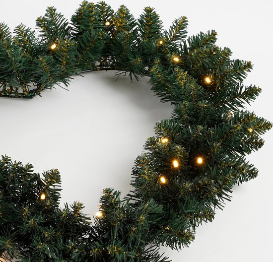 Black Box Trees Kerstkrans Hart met LED Verlichting - Ø60 cm - Groen | bol