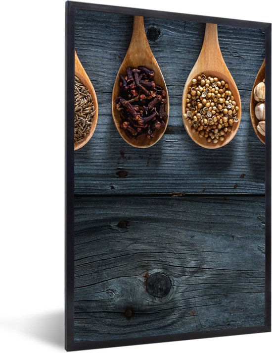 Fotolijst incl. Poster - Kruiden - Lepels - Hout - Keuken - Specerijen ...