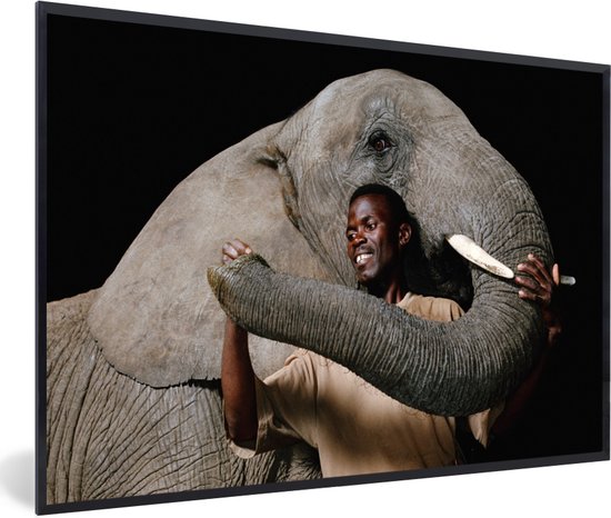 Fotolijst incl. Poster - Olifant - Man - Dieren - Zwart - 30x20 cm ...