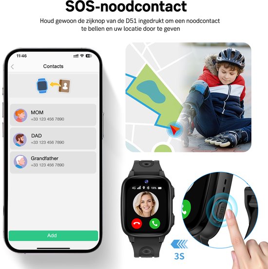 Ralio GPS horloge kind - 4G - Smartwatch Kinderen Met Simkaart - Video ...